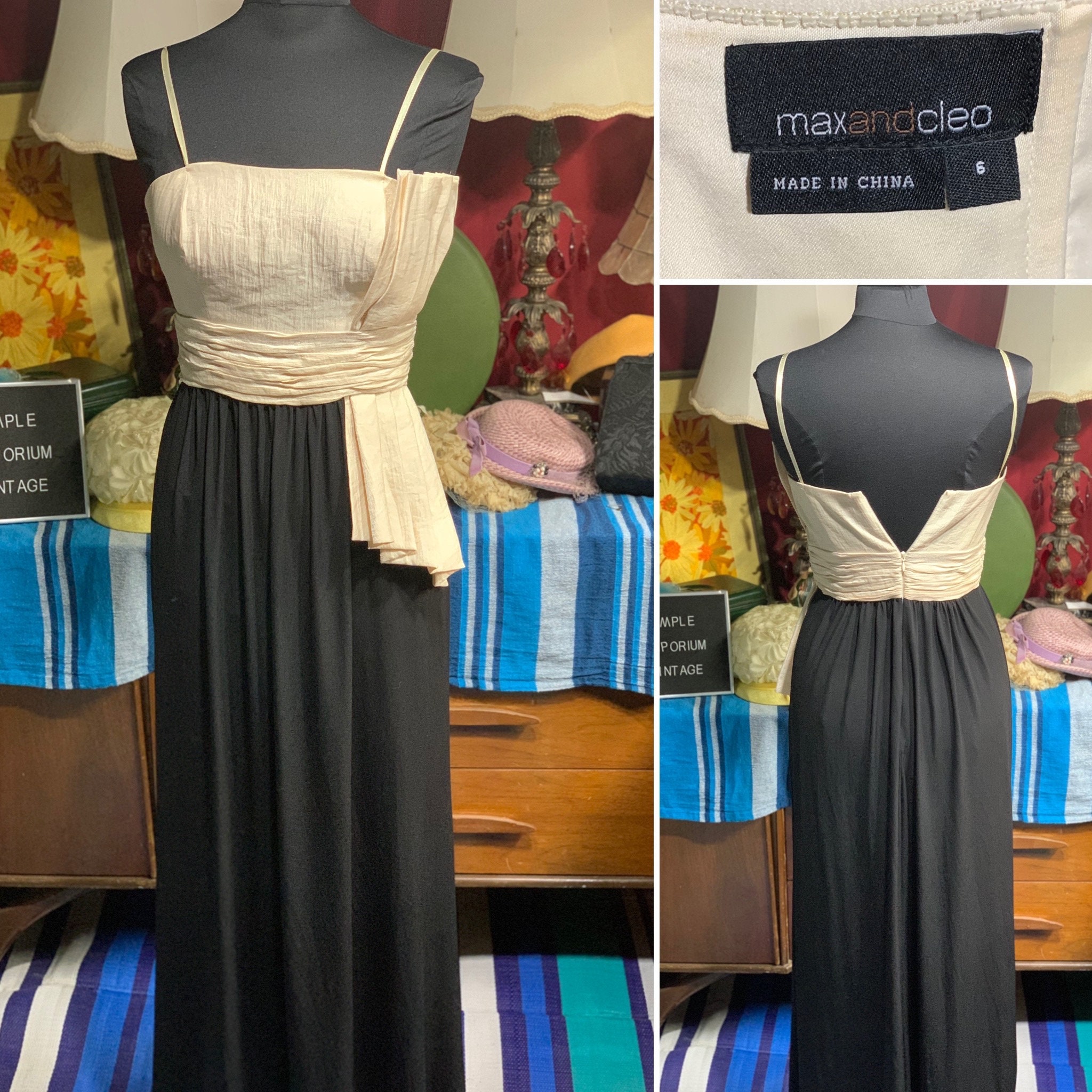 Max and Cleo Classic Black & White Floor Length Formal Dress, Sz. Sm - Etsy