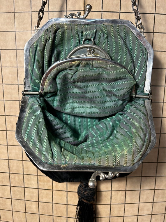 Velvet Victorian Reticule with Change Purse and Mirror - Gem