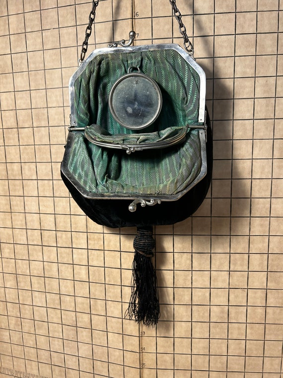 Velvet Victorian Reticule with Change Purse and Mirror - Gem