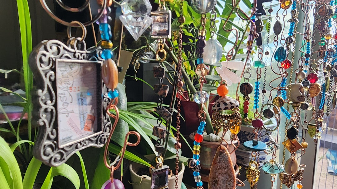 Suncatcher Gypsy Window Veil Beaded Boho Goddess Curtain W/ Photo Frame ...