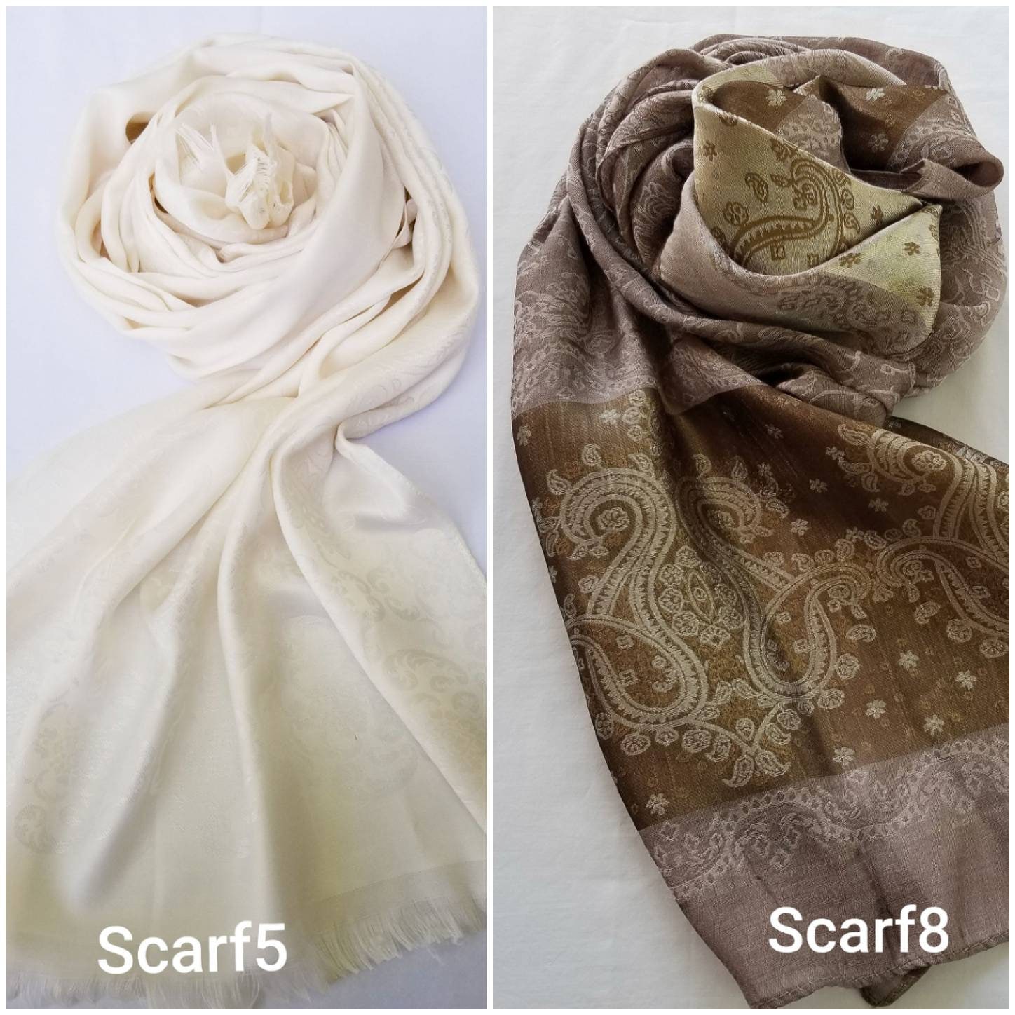 Thai Silk Scarf Delicate Shimmering white Mauve colors with | Etsy