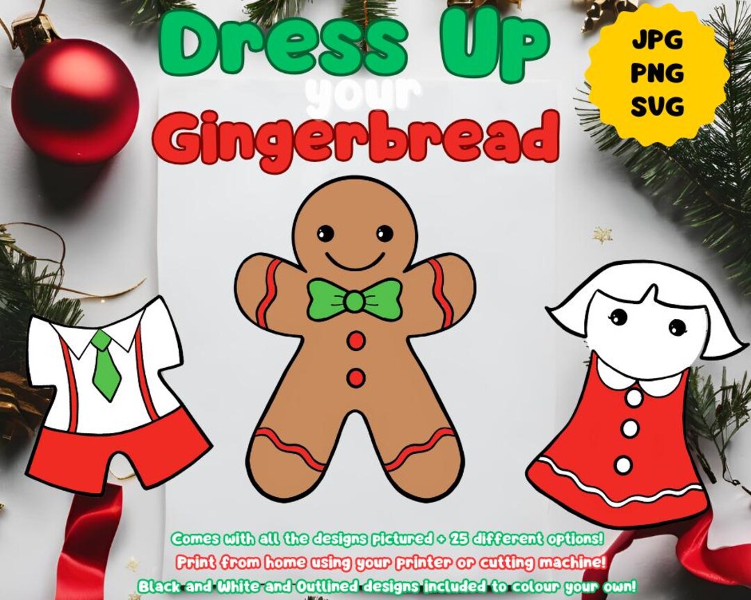 Gingerbread in Disguise SVG PNG JPG - Christmas Craft - Print From Home ...
