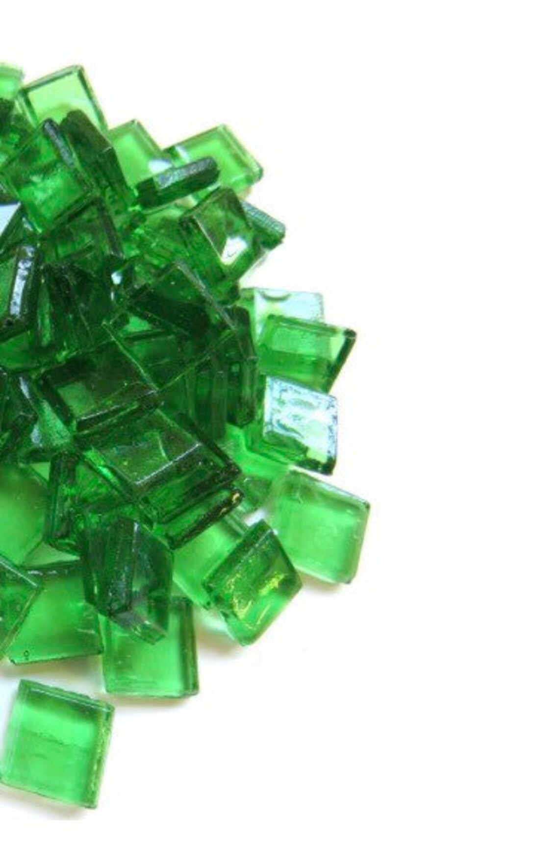 10mm (3/8") Mini Fairway Green Transparent Glass Mosaic Tiles //mosaic ...