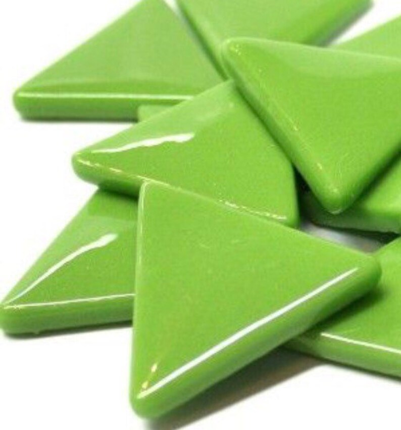 100g Large New Green Glass TRIANGLES 1.3 //mosaic | Etsy