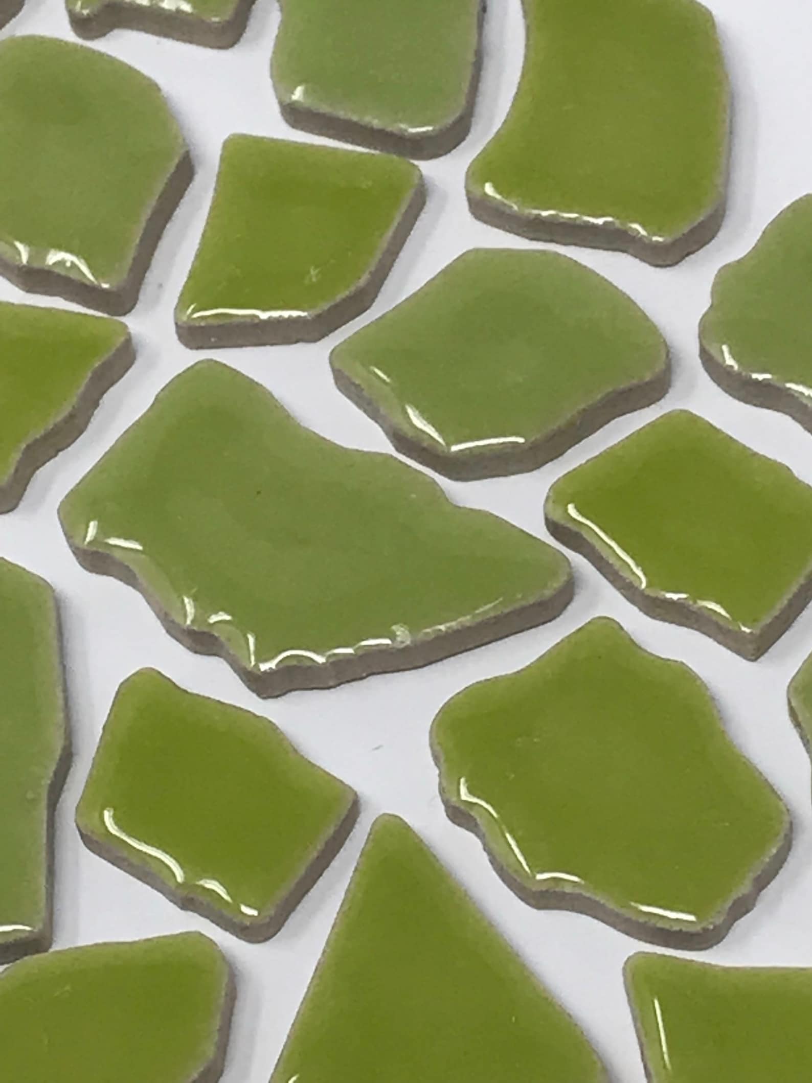 Kiwi Green Glazed Ceramic Jigsaw Tiles//mosaic Tiles//mosaic Surplus ...
