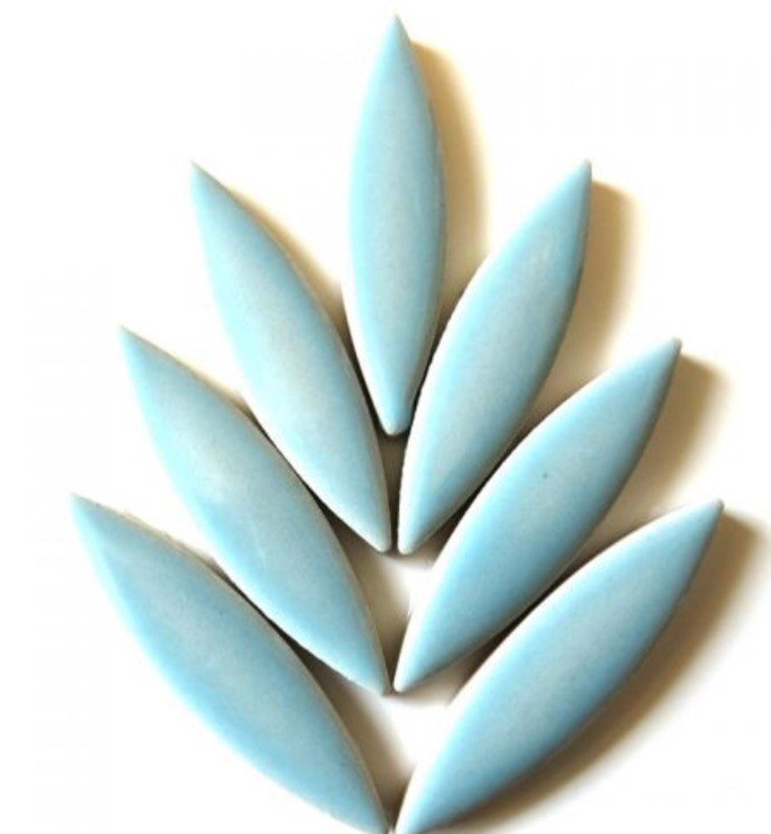 LARGE Azure Blue Glazed Ceramic Tiles Petal Leaves//mosaic Tiles ...