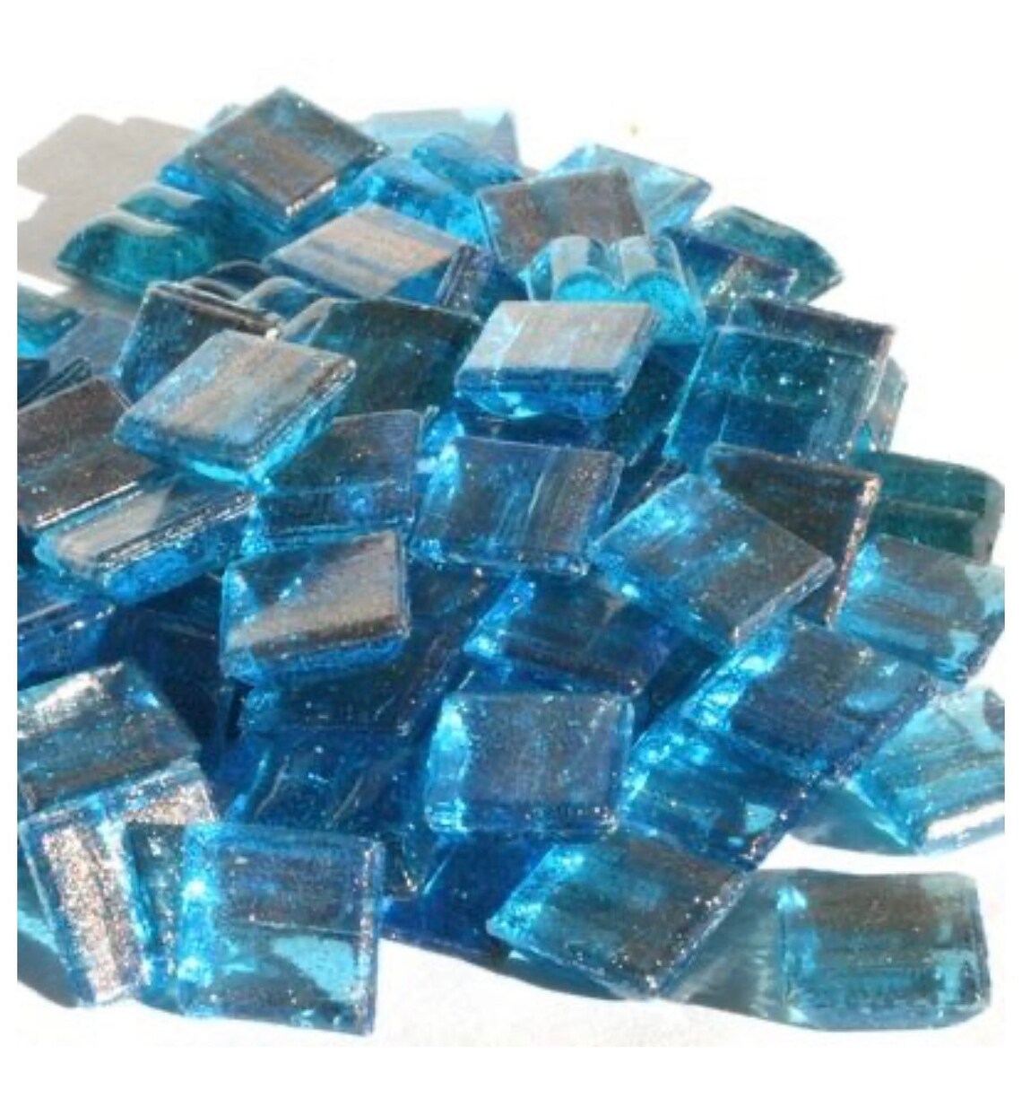 Mosaic Tile / 100 MINI Tropical Blue Metallic Glass Tiles 3/8"//mosaic ...