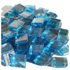 Mosaic Tile / 100 MINI Tropical Blue Metallic Glass Tiles 3/8"//mosaic ...