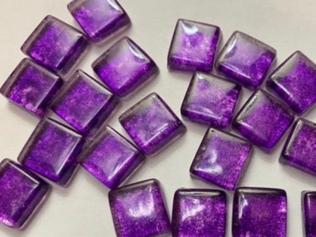 Mosaic Tiles 12mm Hand Made Deep Purple Luminescent Metallic Glass ...