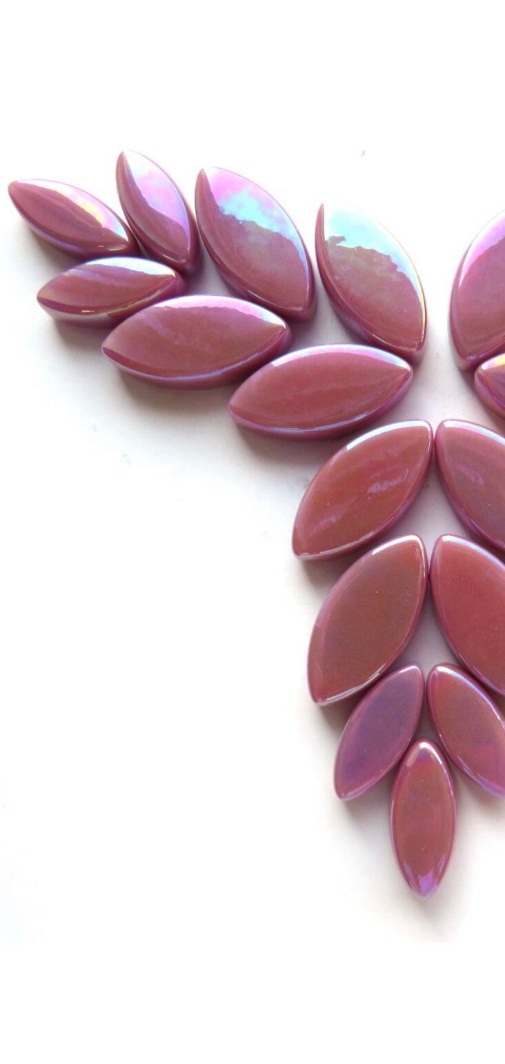 Mosaic Tiles/raspberry Cream/cerise Iridescent Glass Petal Mix //50g ...