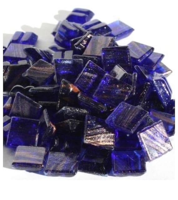Mosaic Tile / 100 MINI Deep Blue Metallic Glass Tiles | Etsy