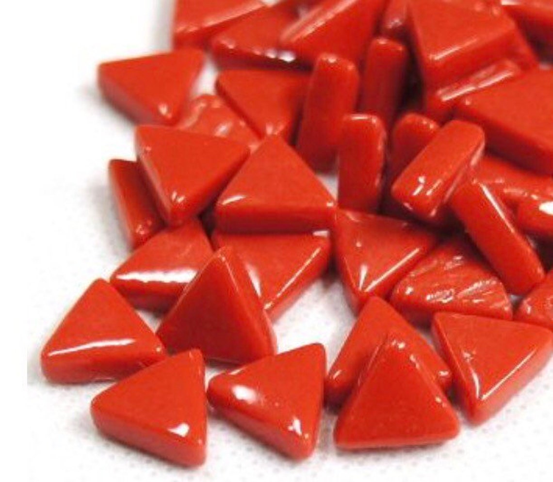 Mosaic Tiles/ MINI 10mm Bright Red Glass Triangles 50g | Etsy