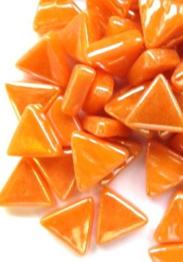 MINI 10mm Iridized Orange Glass Triangles 50g 85pc//glass - Etsy