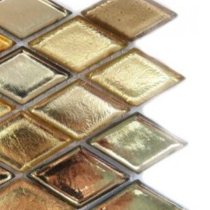 Mosaic Tiles/antique Gold Glass Diamonds 14 Pieces//mosaic Tile// Mesh ...