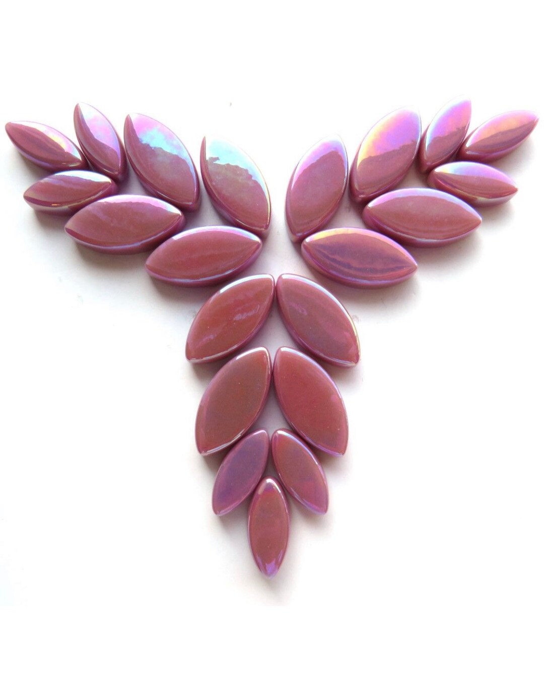 Mosaic Tiles/raspberry Cream/cerise Iridescent Glass Petal Mix //50g ...