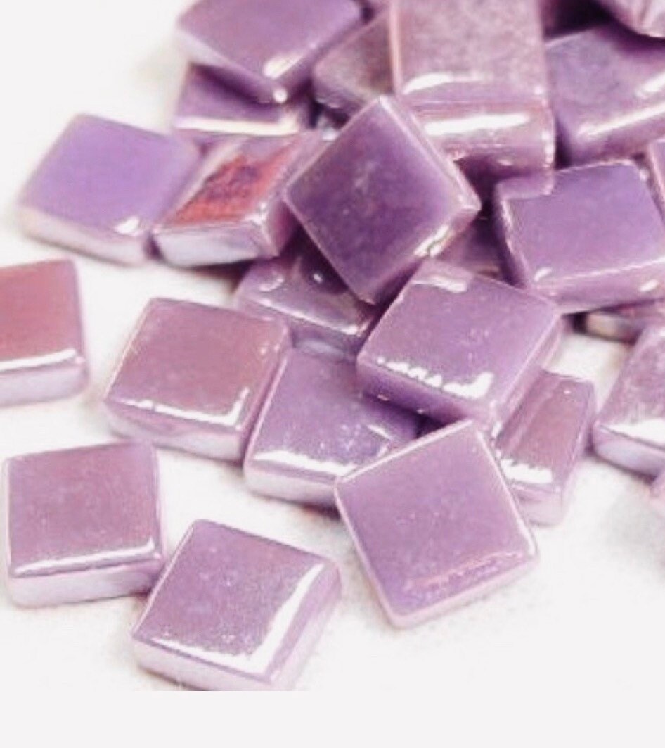 Mosaic Tiles/ 12mm(1/2") Lilac Pearlized Recycled Glass Square Mosaic ...