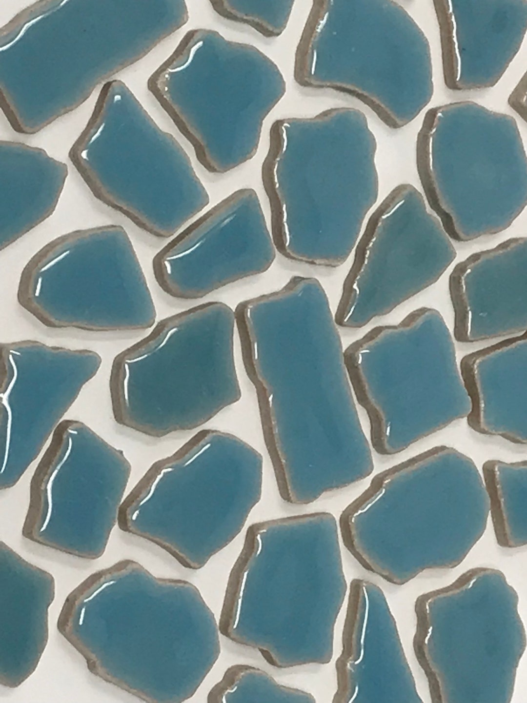 Azure Blue Glazed Ceramic Jigsaw Tiles//mosaic Tiles//mosaic Surplus ...