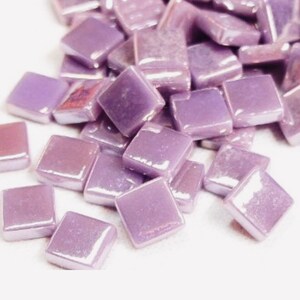 Mosaic Tiles/ 12mm(1/2") Lilac Pearlized Recycled Glass Square Mosaic ...