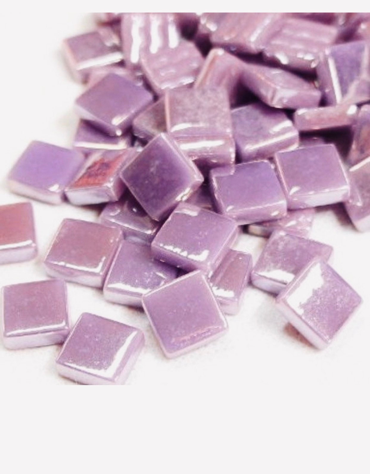 Mosaic Tiles/ 12mm(1/2") Lilac Pearlized Recycled Glass Square Mosaic ...