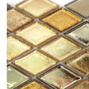 Mosaic Tiles/antique Gold Glass Diamonds 14 Pieces//mosaic Tile// Mesh ...