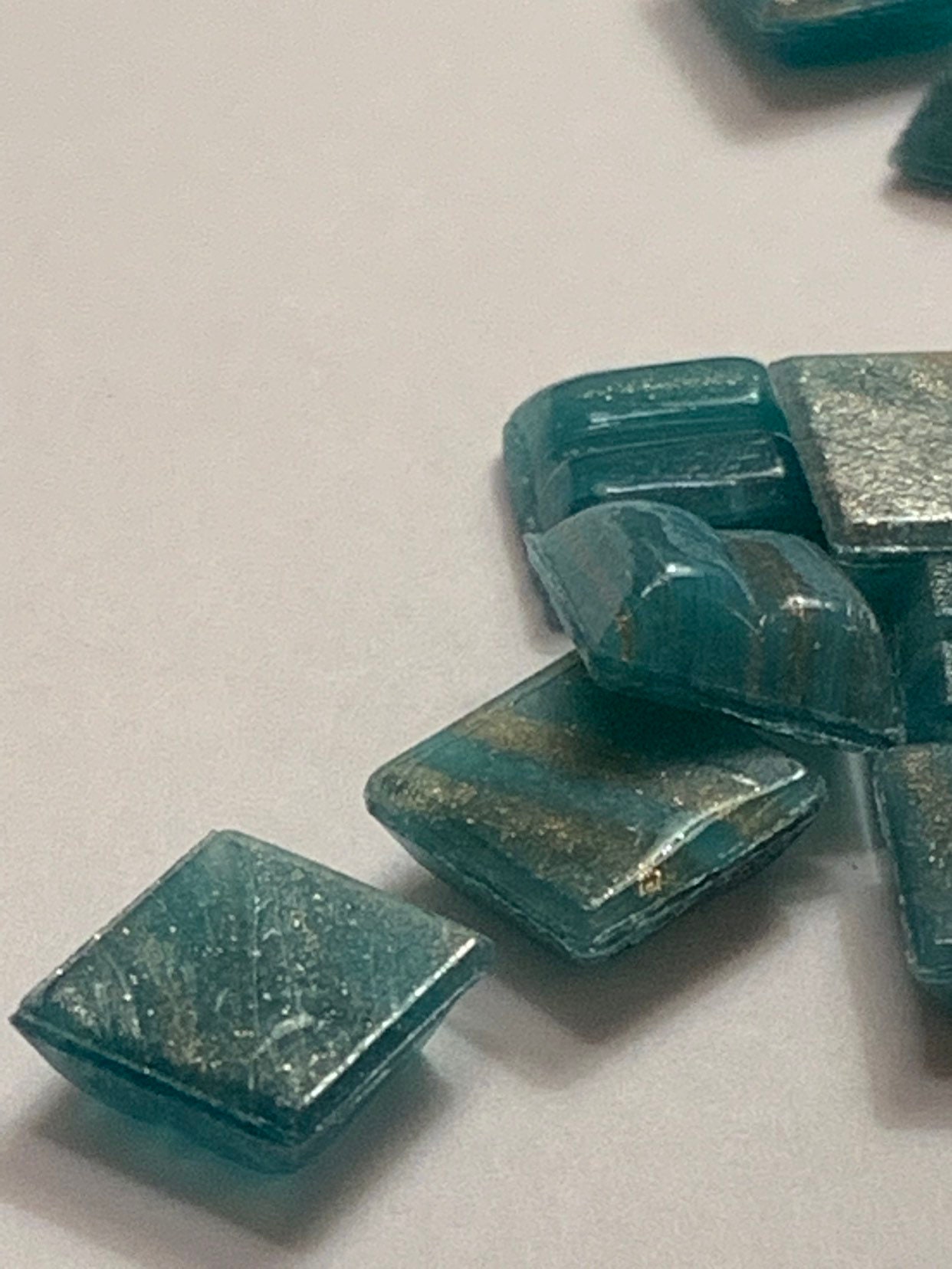 Mosaic Tile / 100 MINI Teal Time Metallic Glass Tiles 3/8"//mosaic ...