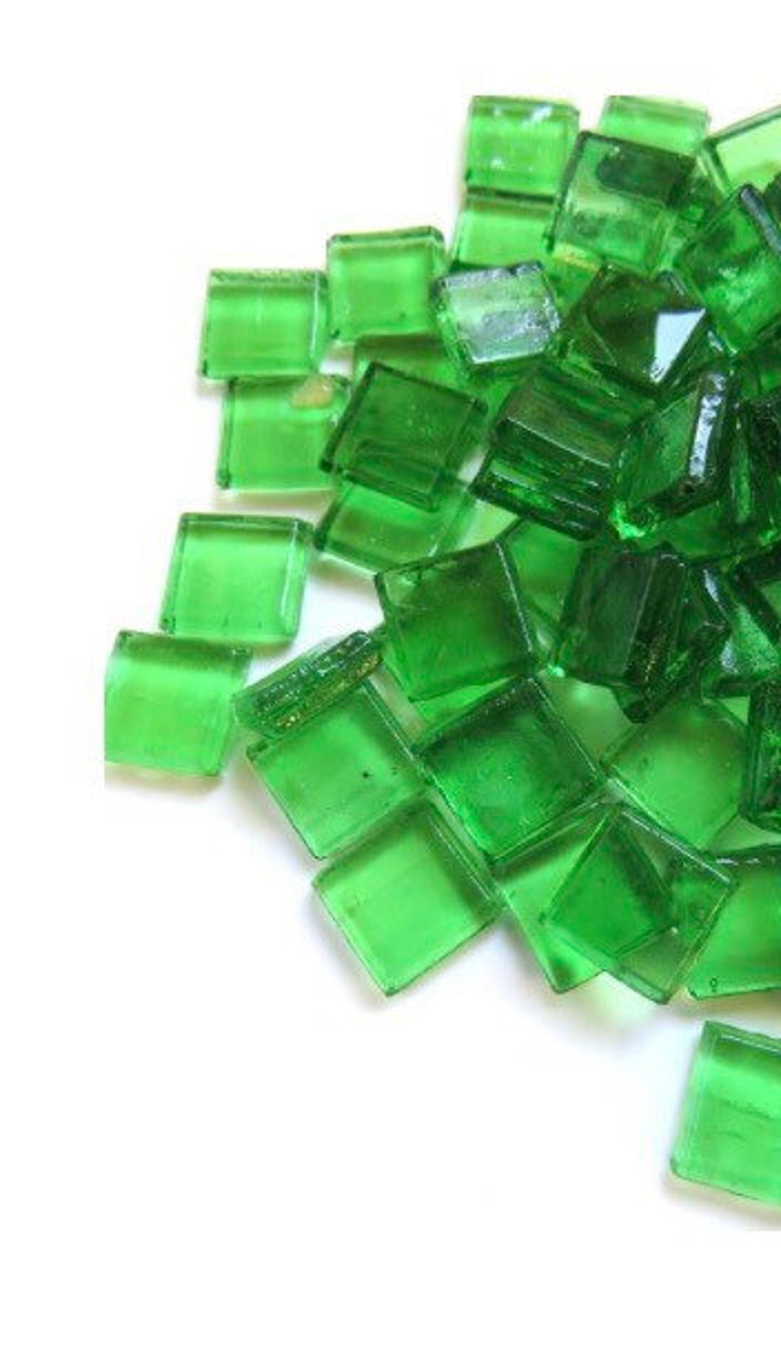 10mm (3/8") Mini Fairway Green Transparent Glass Mosaic Tiles //mosaic ...