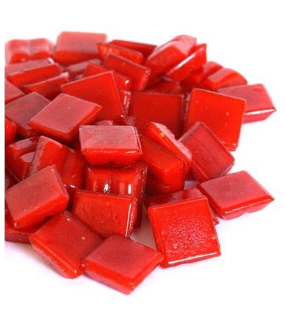 Mosaic Tiles/ 100 MINI Red Glass Tiles 3/8//mosaic | Etsy