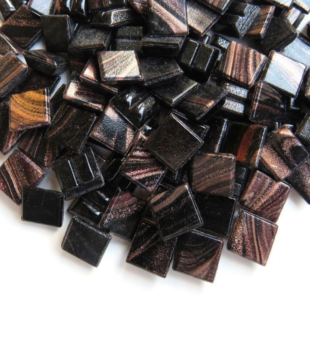 Mosaic Tile / 100 MINI Hematite Metallic Glass Tiles 3/8"//mosaic Tiles ...