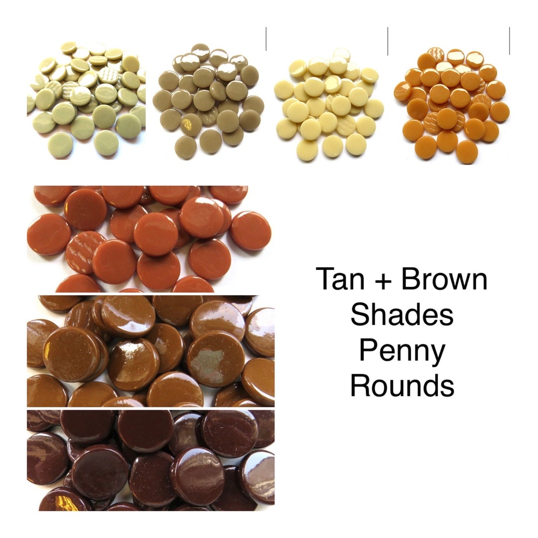 Mosaic Tiles//tan and Brown Shades Glass Penny Rounds (18mm)(25count ...