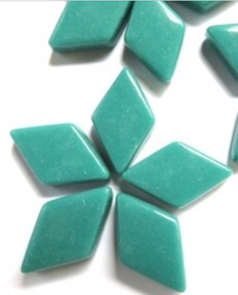 Mid Teal Glass Diamonds 100g +\- 48 Pieces//mosaic Tiles// Mosaic ...