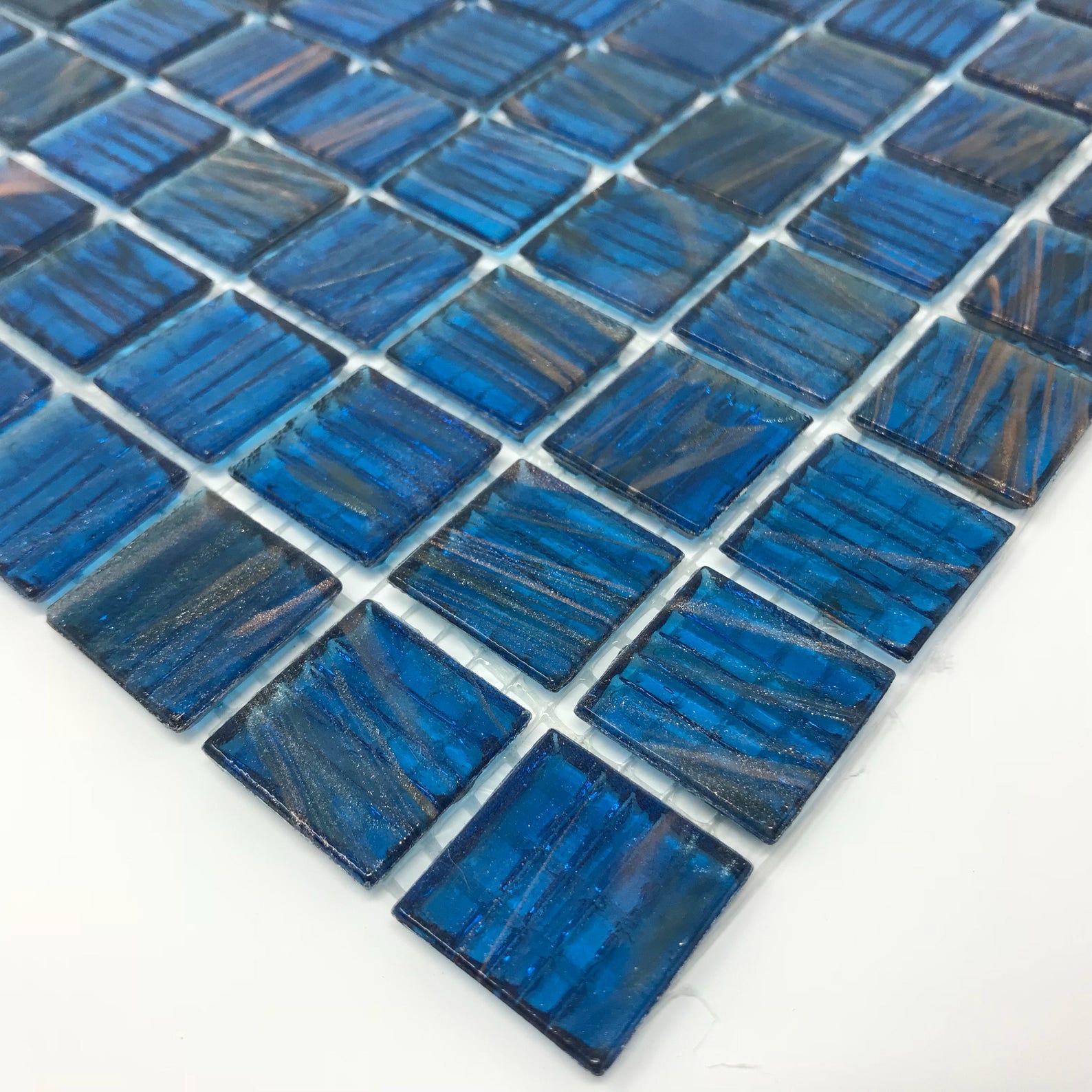 3/4 Island Blue Metallic Glass Tiles 25 // Mosaic - Etsy