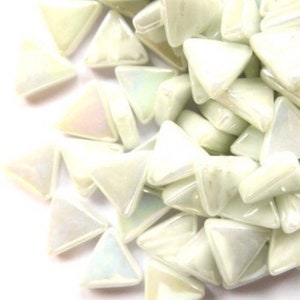MINI 10mm Iridized White Glass Triangles 50g (+\-85pc)//glass Triangles ...