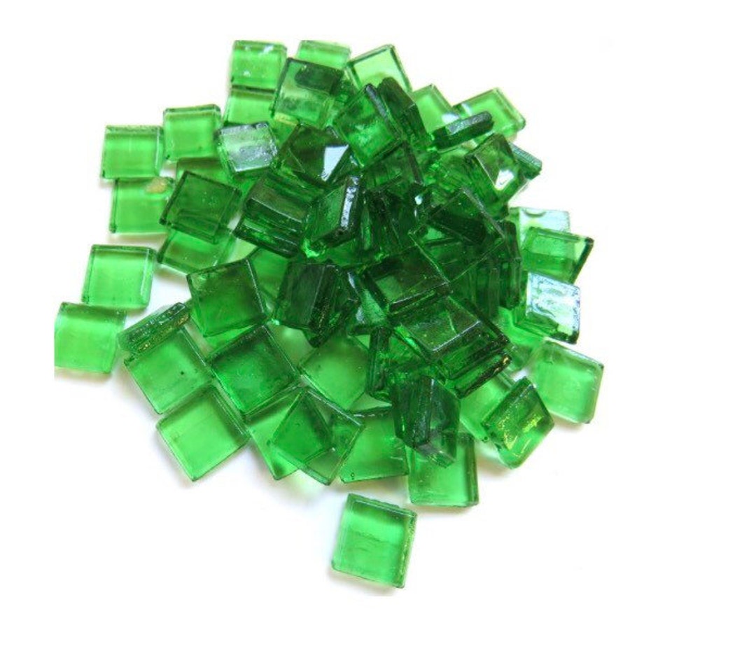 10mm (3/8") Mini Fairway Green Transparent Glass Mosaic Tiles //mosaic ...