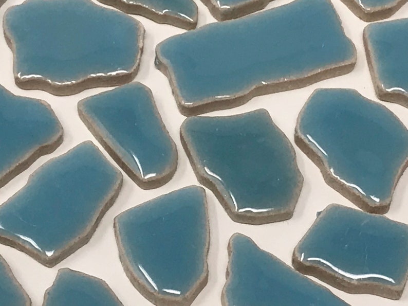 Azure Blue Glazed Ceramic Jigsaw Tiles//mosaic Tiles//mosaic - Etsy