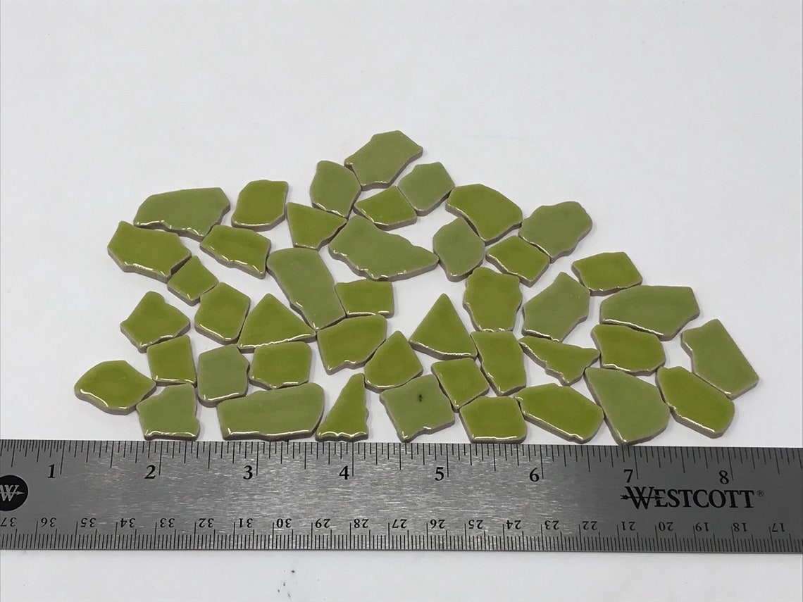 Kiwi Green Glazed Ceramic Jigsaw Tiles//mosaic Tiles//mosaic Surplus ...