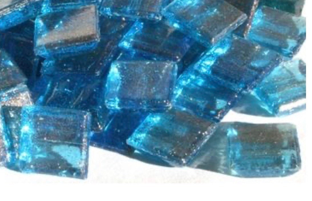 Mosaic Tile / 100 MINI Tropical Blue Metallic Glass Tiles 3/8"//mosaic ...