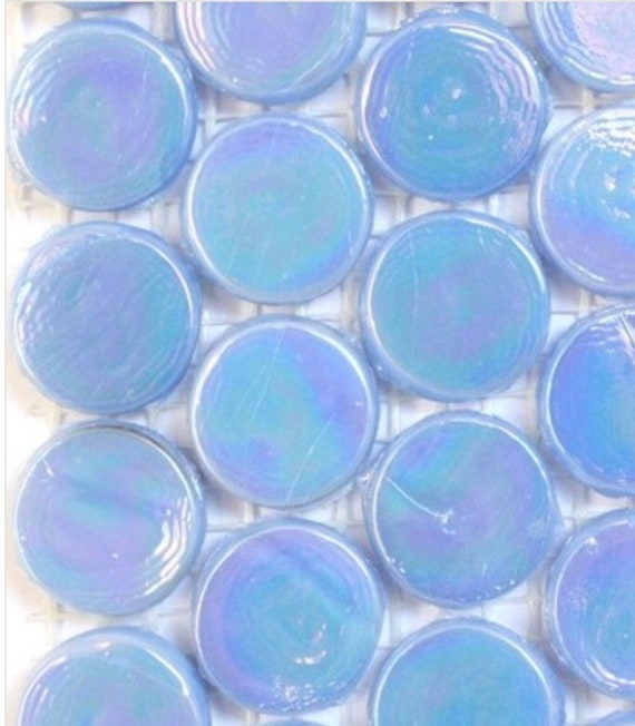 Atoll Blue Iridized Glass Penny Rounds 18mm25count//glass - Etsy