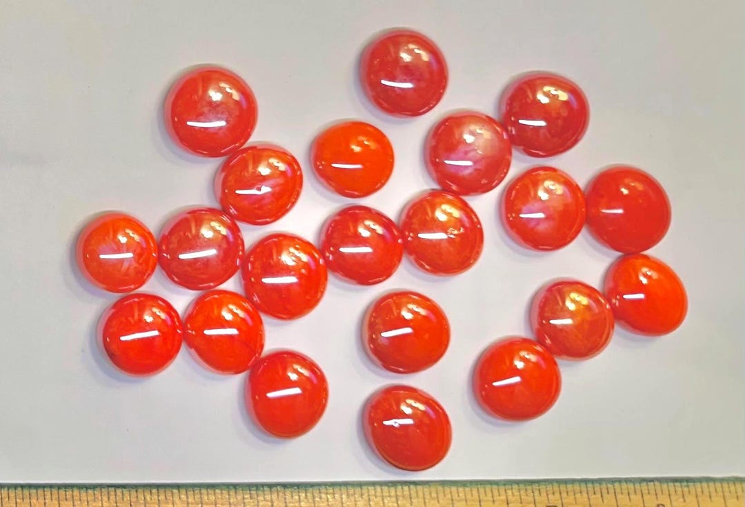 Mosaic Tiles/ Medium Bright Red Luster Opaque Glass Gems 17-19mm/100g ...