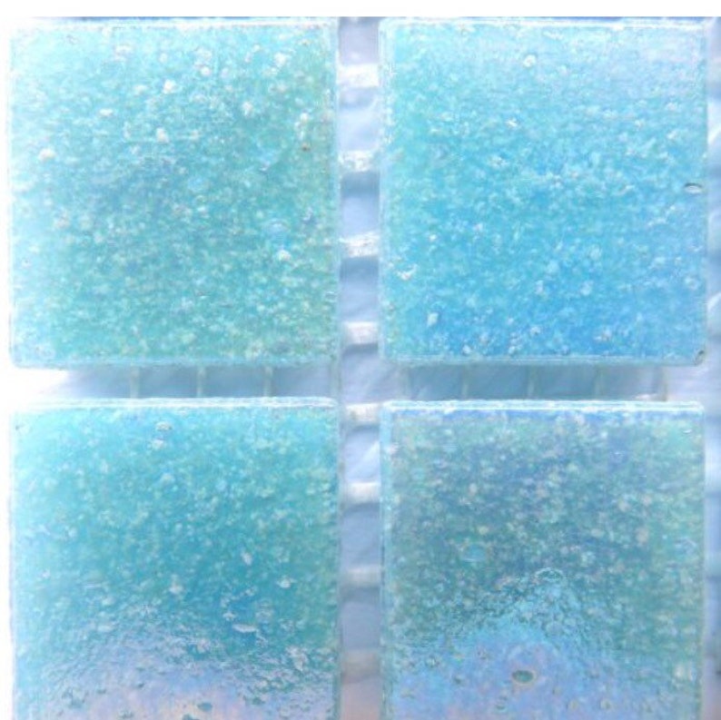3/4" Coastal Blue Iridescent Mosaic Glass Tiles (25) // Mosaic Tiles ...