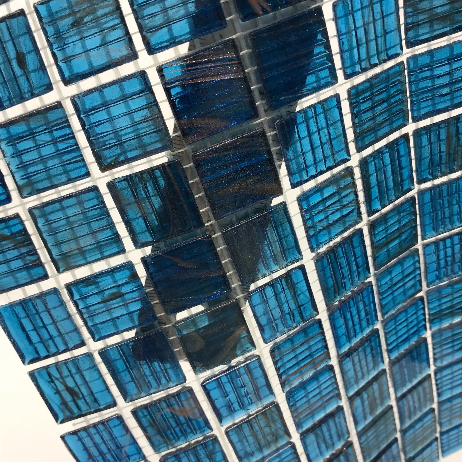 3/4 Island Blue Metallic Glass Tiles 25 // Mosaic - Etsy
