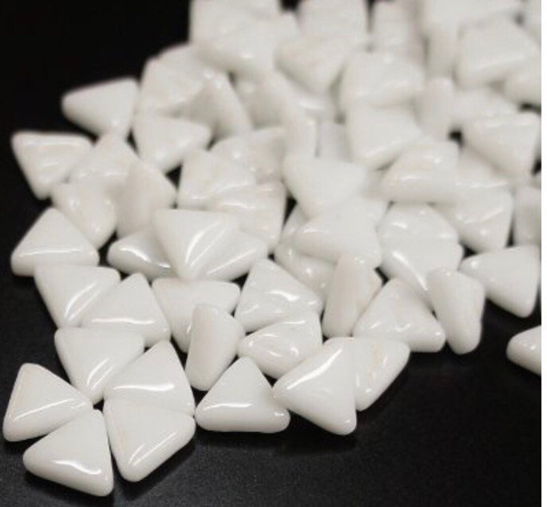 MINI 10mm Opal White Glass Triangles 50g (85pc)//glass Triangles ...