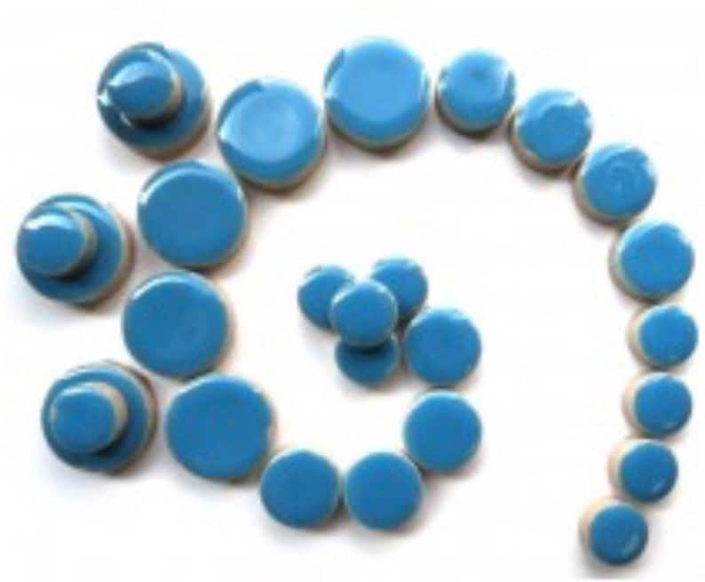 Mosaic Tiles/ Turquoise Blue Ceramic Circle Mix (50g+/-20pieces ...
