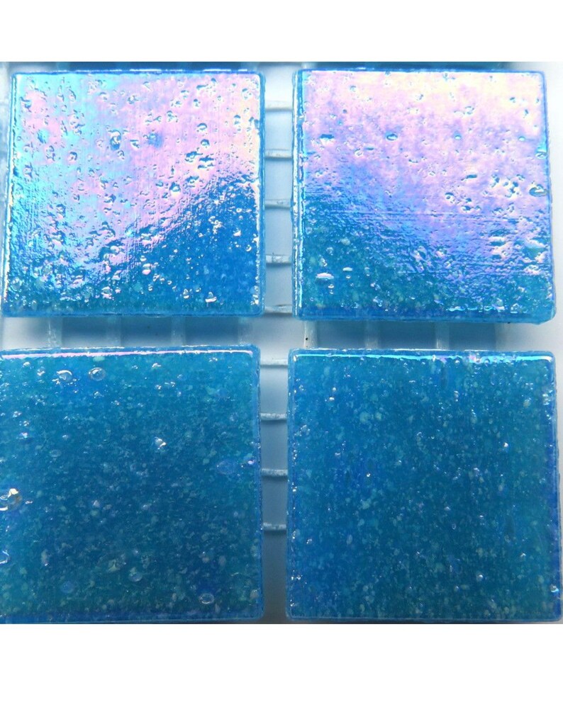 3/4" Beachfront Blue Iridescent Mosaic Glass Tiles (25) // Mosaic Tiles ...
