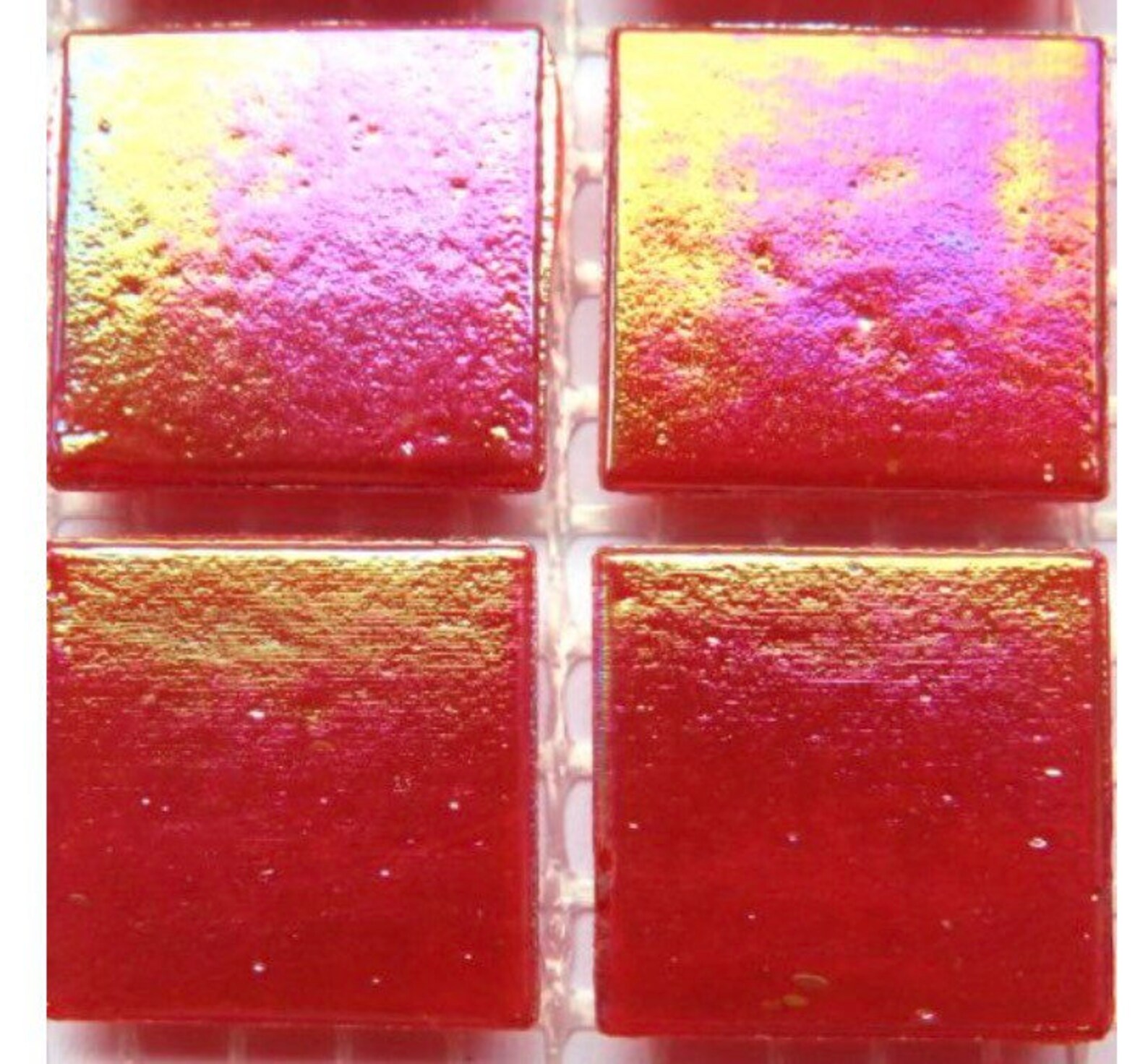 3/4 Ruby Red Iridescent Mosaic Glass Tiles 25 Count// - Etsy