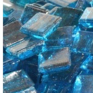 Mosaic Tile / 100 MINI Tropical Blue Metallic Glass Tiles 3/8"//mosaic ...
