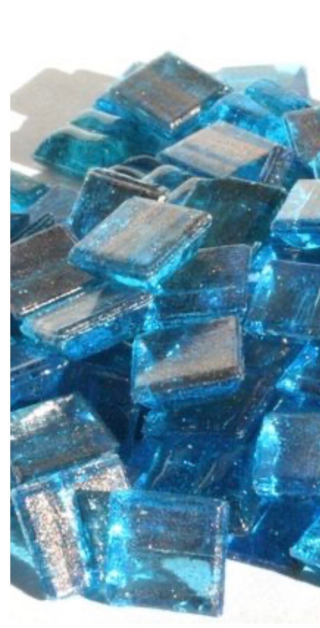 Mosaic Tile / 100 MINI Tropical Blue Metallic Glass Tiles 3/8"//mosaic ...