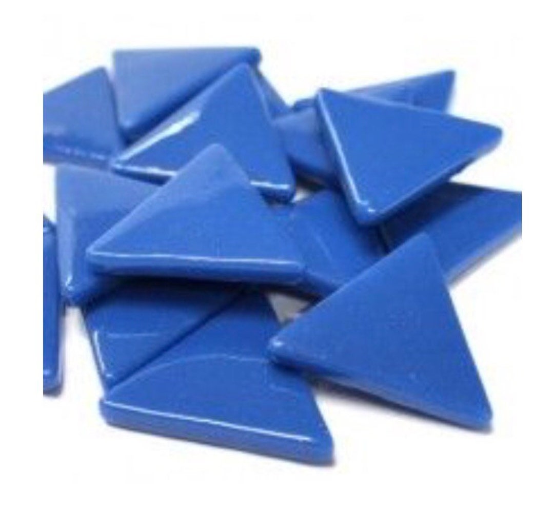 100g Large Deep Lake Blue Glass Triangles 1.3" //mosaic Tile//mosaic ...