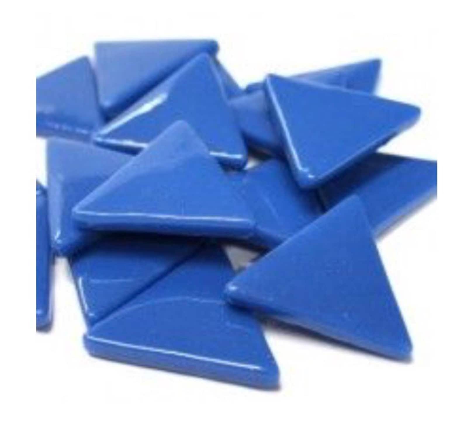100g Large Deep Lake Blue Glass Triangles 1.3 //mosaic - Etsy