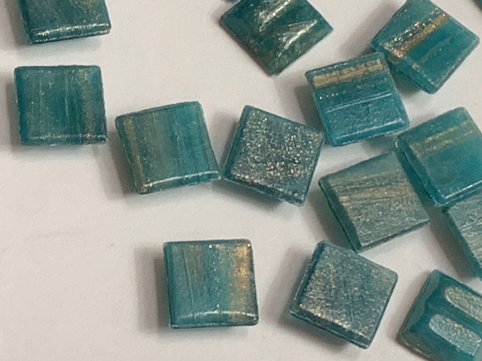 Mosaic Tile / 100 MINI Teal Time Metallic Glass Tiles 3/8"//mosaic ...