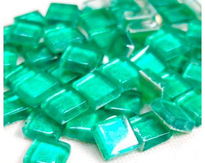 Mosaic Tiles 12mm Hand Made Bright Teal Luminescent Metallic Glass ...